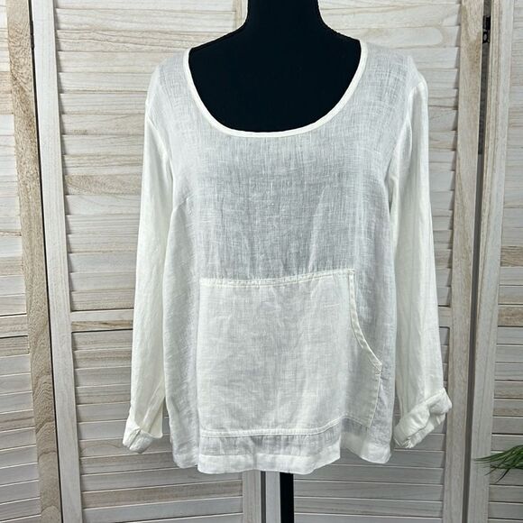 Flax | Tops | Flax Scoop Neck Kangaroo Pocket Pullover Topsmall | Poshmark